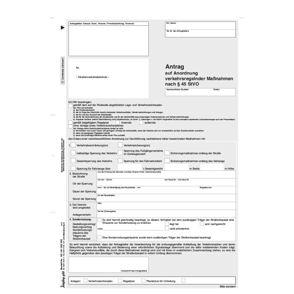 Antrag auf verkehrsregelnde Maßnahmen - Formular A4 | Kommondo ...