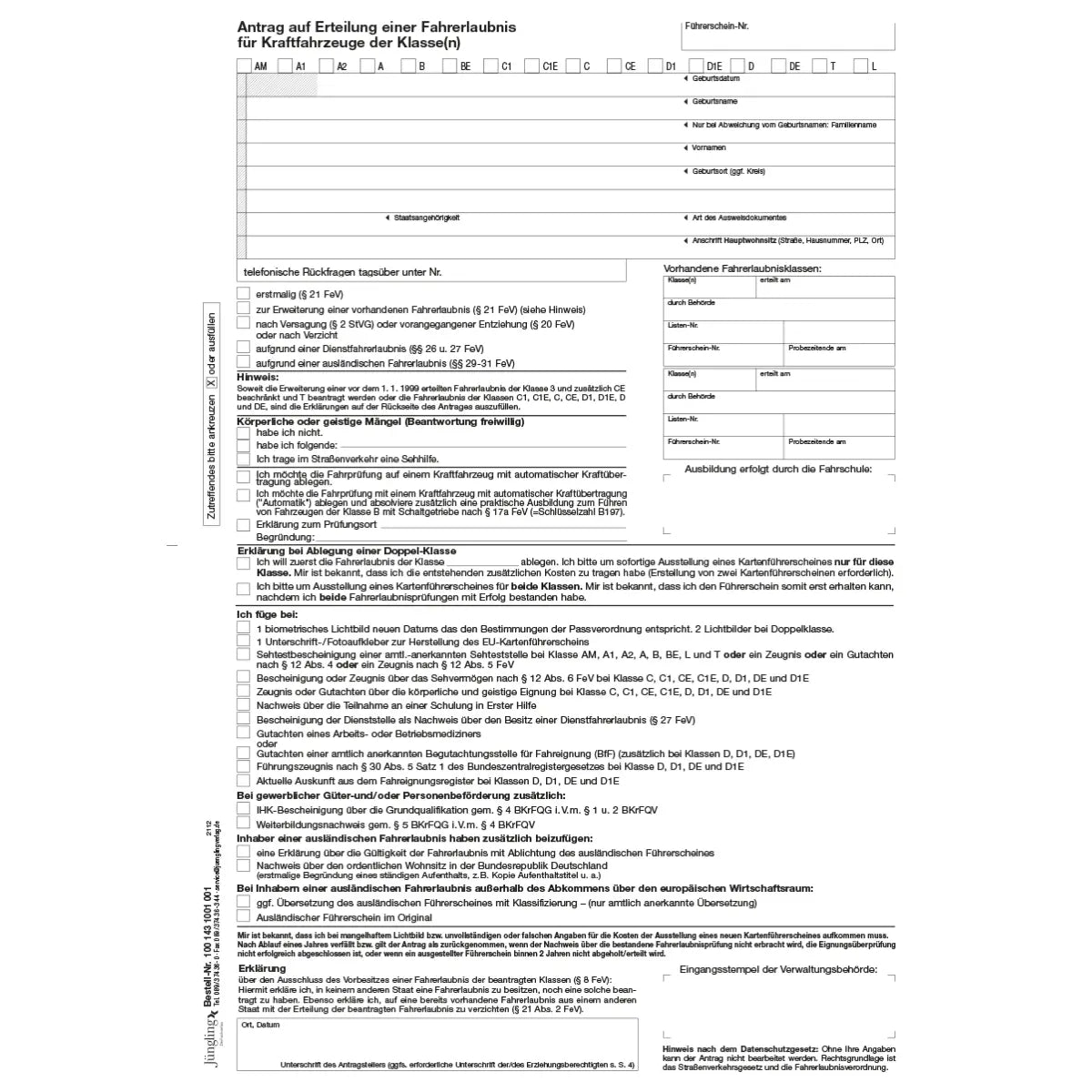 Antrag auf Erteilung einer Fahrerlaubnis, A4, 4-seitig – Kommondo GmbH