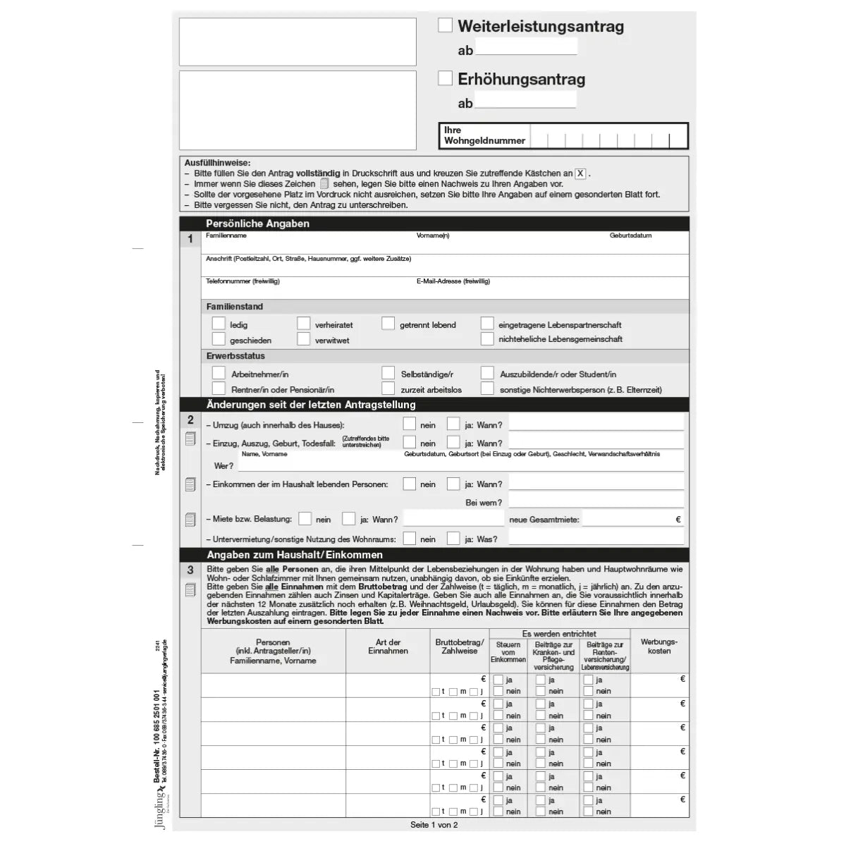 Wohngeld-Antrag A4 weiß 25 Stück - 266676-002 | online kaufen ...