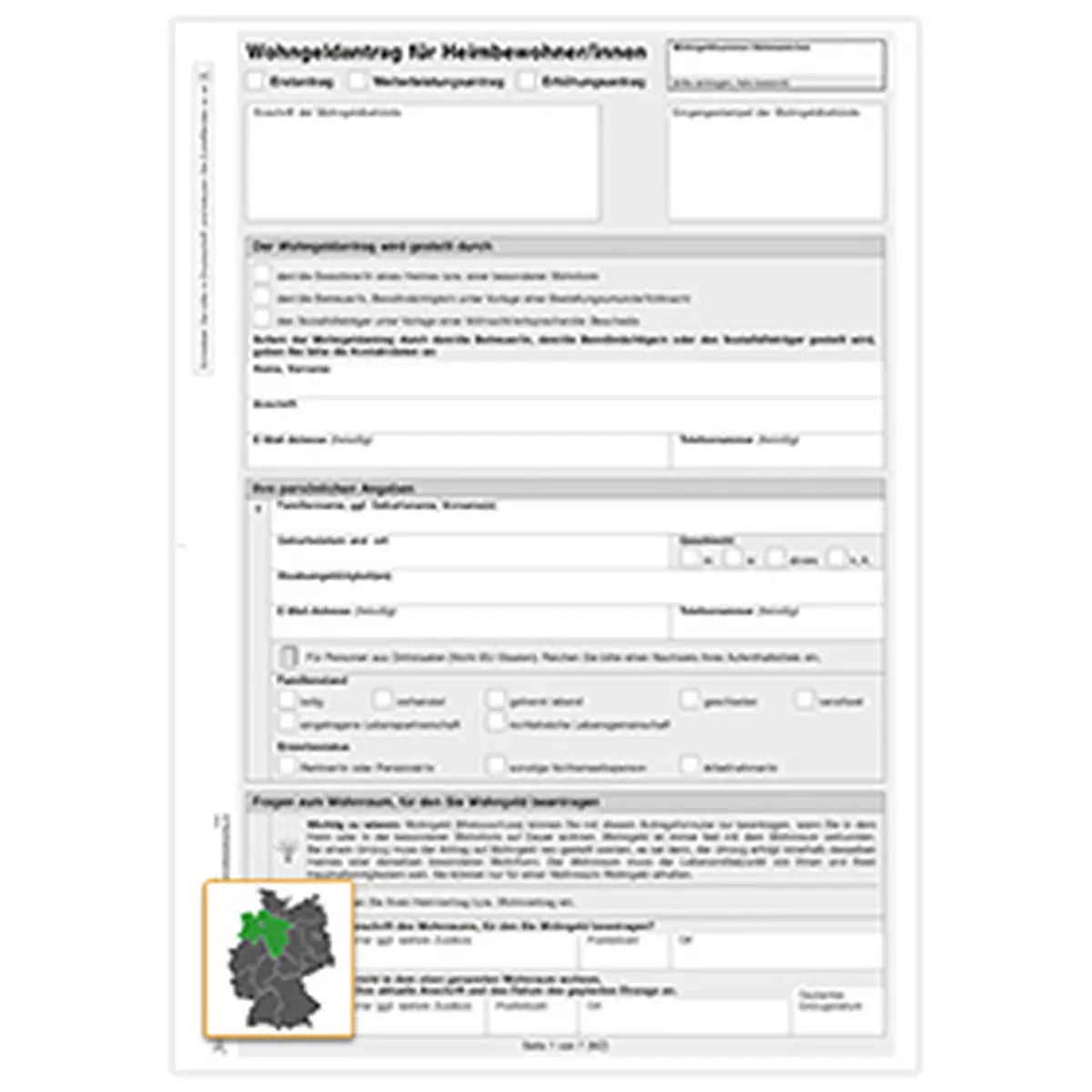 Antrag auf Wohngeld Mietzuschuss für Heimbewohner 266701-002 | Kommondo ...