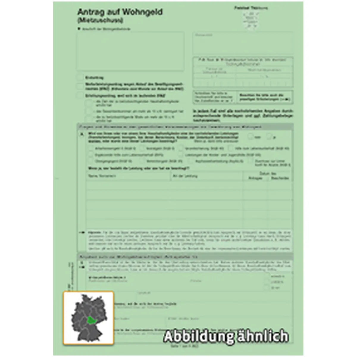 Antrag Wohngeld A4 8-seitig grün - 266244-004 | online kaufen ...